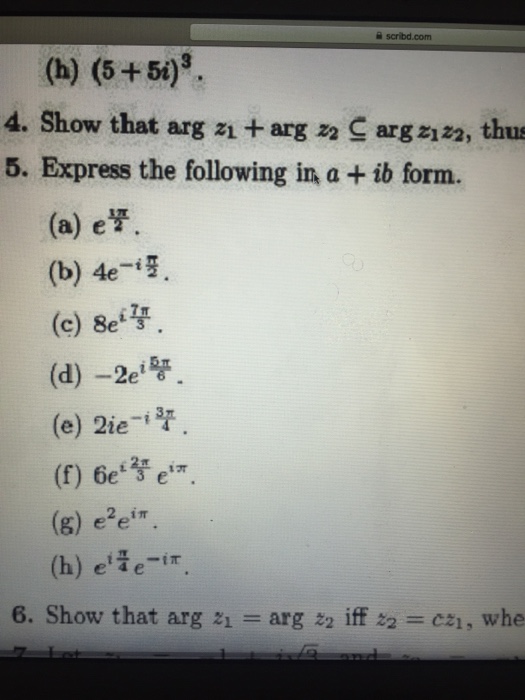 Solved Show that arg z_1 + arg z_2 arg z_1z_2, thus | Chegg.com