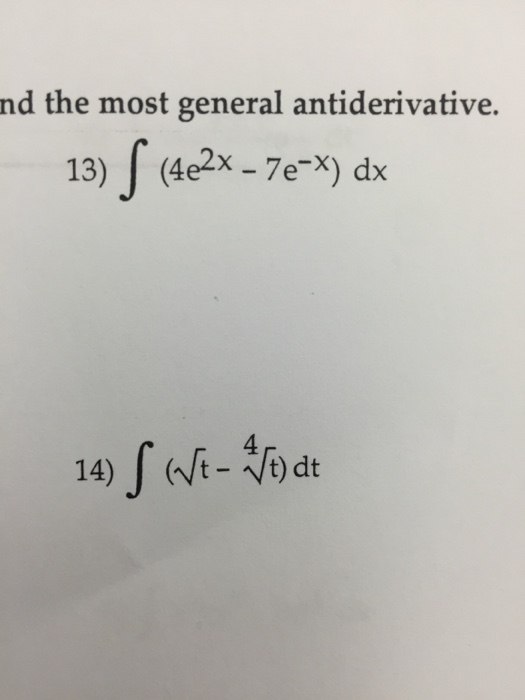 Solved Find the most general antiderivative. integral (4x^2x | Chegg.com