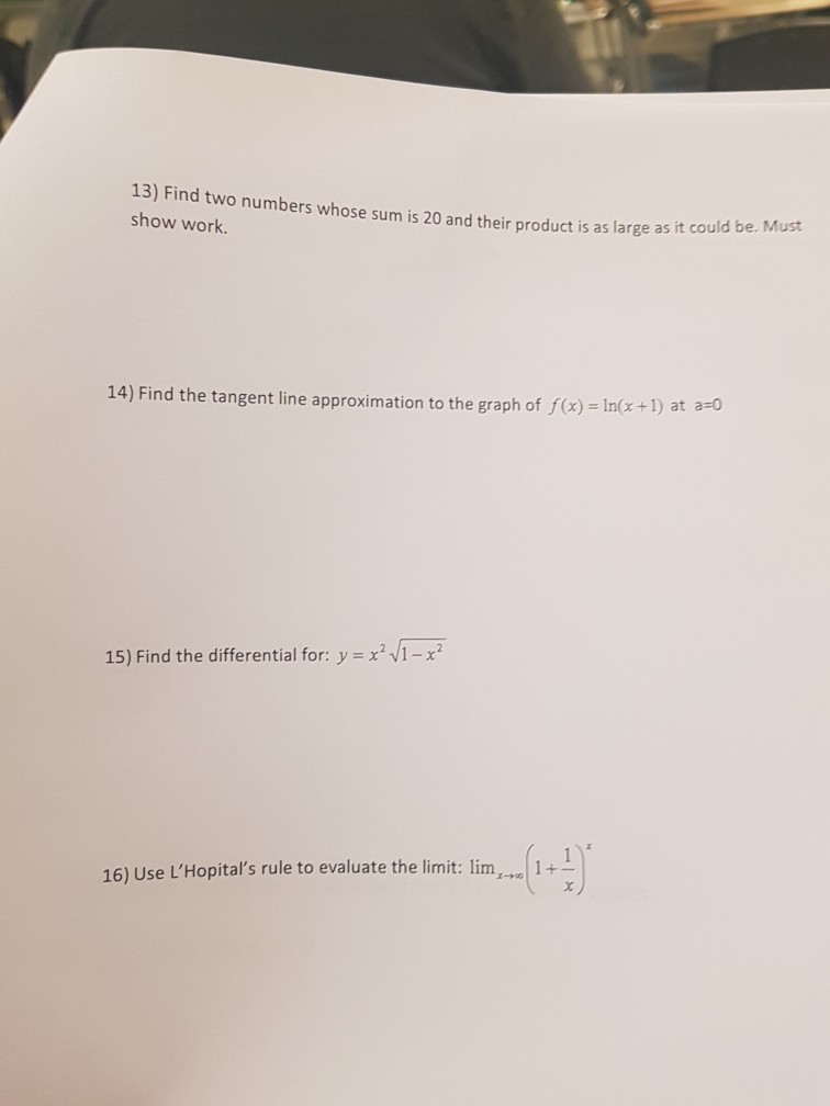Solved Find two numbers whose sum is 20 and their product is | Chegg.com