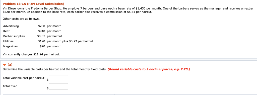 Solved Problem 18-1A (Part Level Submission) Vin Diesel owns | Chegg.com