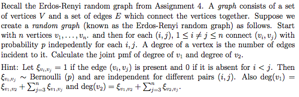 Recall the Erdos-Renyi random graph from Assignment | Chegg.com