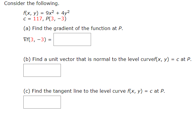 Solved Consider the following. f(x, y)9x2 + 4y2 c 117, | Chegg.com