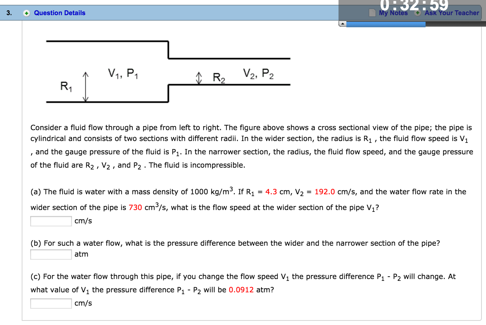 Solved Consider a fluid flow through a pipe from left to | Chegg.com
