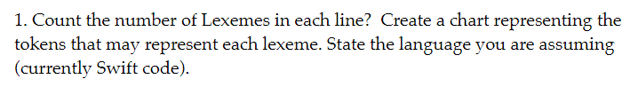 Solved 1. Count the number of Lexemes in each line? Create a | Chegg.com