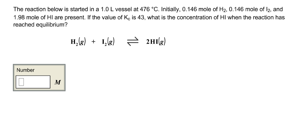 Solved The reaction below is started in a 1.0 L vessel at | Chegg.com