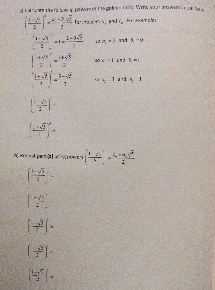 Solved Calculate the following powers of the golden ratio. | Chegg.com
