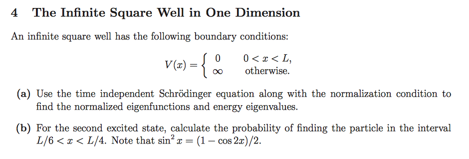 Solved 4 The Infinite Square Well in One Dimension An | Chegg.com