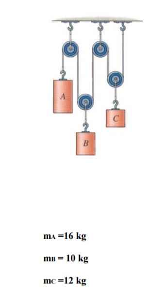 Solved determine the acceleration of each block and tension | Chegg.com