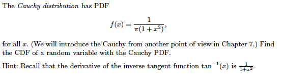 Solved The Cauchy distribution has PDF 1) for all z. (We | Chegg.com