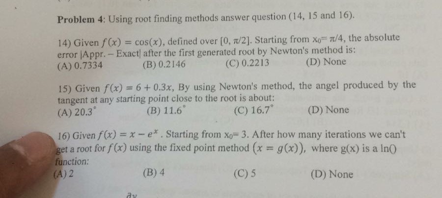 Solved Problem 4 Using root finding methods answer question | Chegg.com