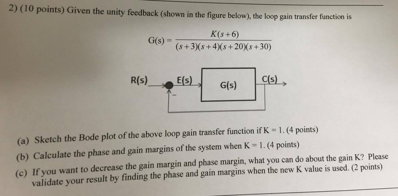 Solved Given the unity feedback shown in the figure below), | Chegg.com