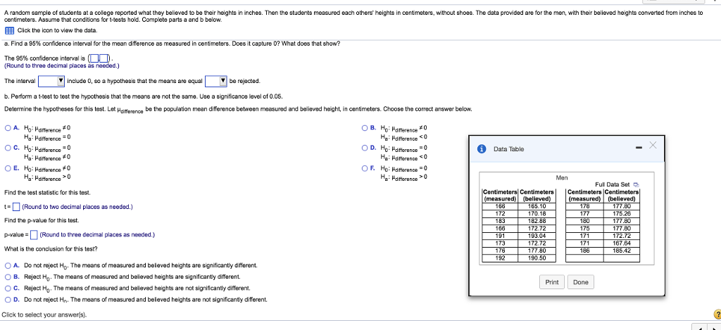 Solved A random sample of students at a college reported | Chegg.com