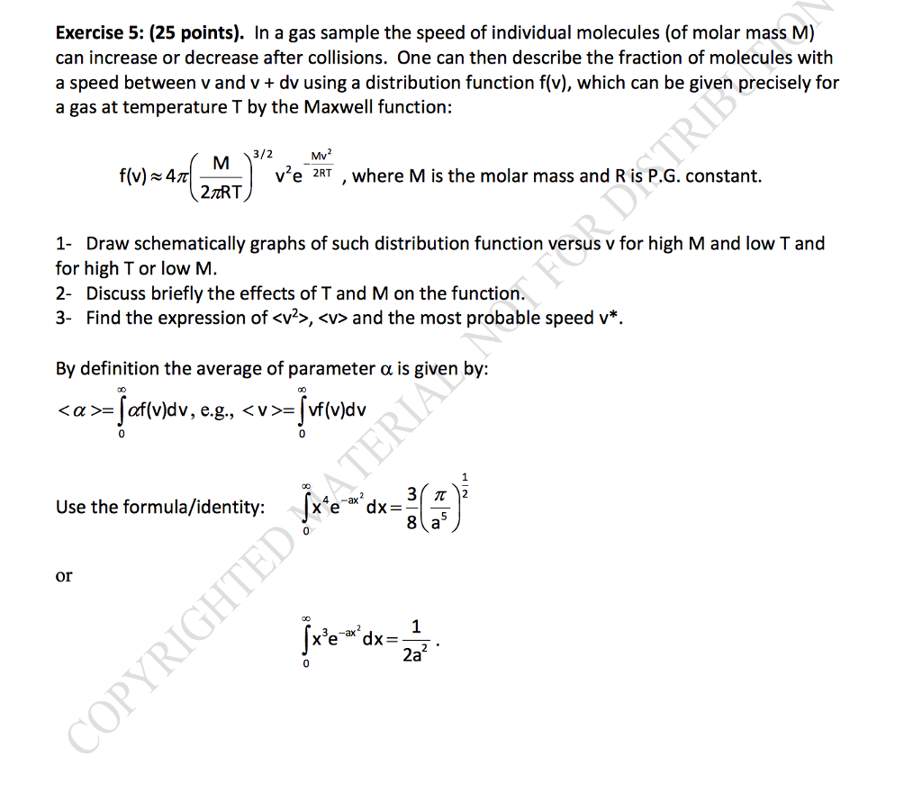 Solved Exercise 5: (25 points). In a gas sample the speed of | Chegg.com