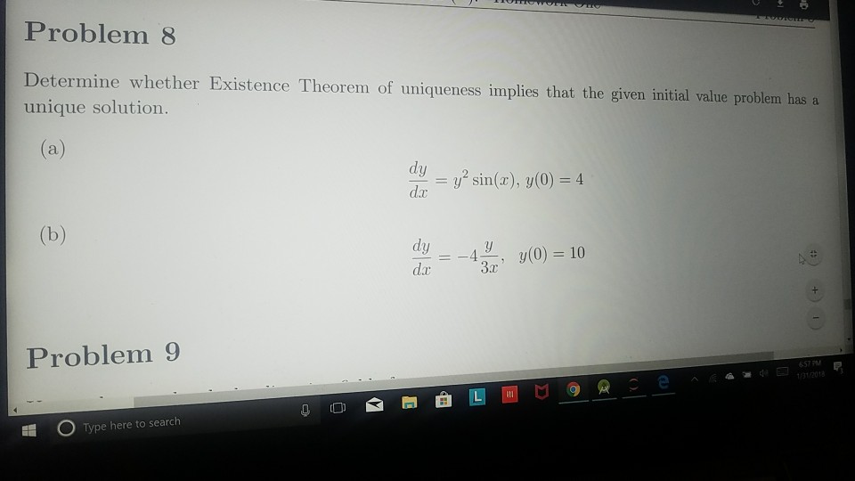 Solved Problem 8 etermine whether Existenc Theorem of | Chegg.com