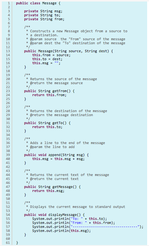 Solved The above Message class can be used as a simple | Chegg.com