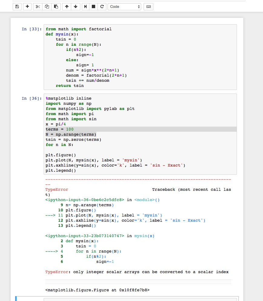 Solved In [33]: from math import factorial def mysin(x): | Chegg.com