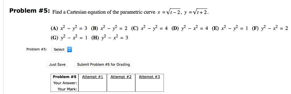 Solved Find a Cartesian equation of the parametric curve x = | Chegg.com