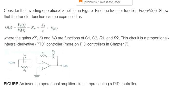 Solved problem. Save it for later. Consider the inverting | Chegg.com