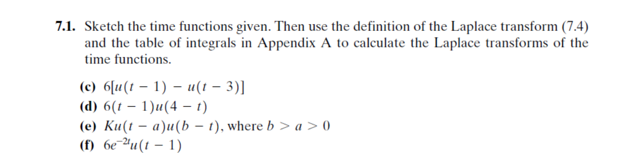 Sketch the time functions given. Then use the | Chegg.com