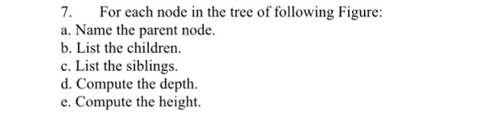 Solved For each node in the tree of following Figure: | Chegg.com