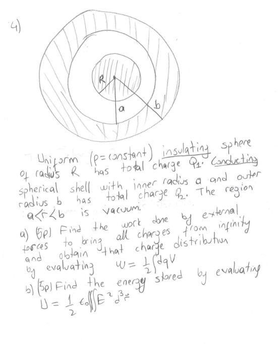 Solved Uniform (rho = constant) Insulating sphere of radius | Chegg.com