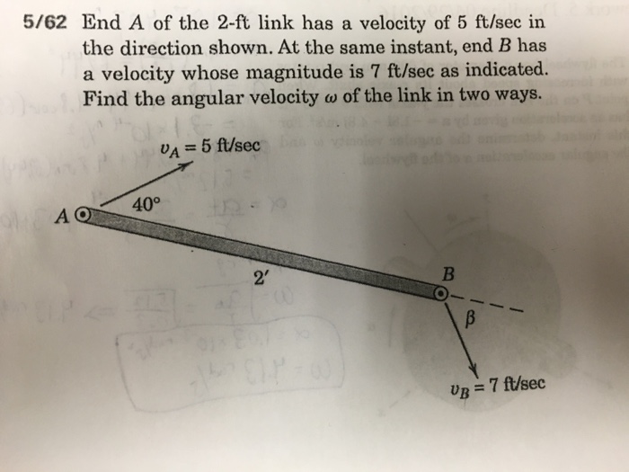 Solved End A of the 2-ft link has a velocity of 5 ft/sec in | Chegg.com
