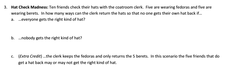Solved Ten friends check their hats with the coatroom clerk. | Chegg.com