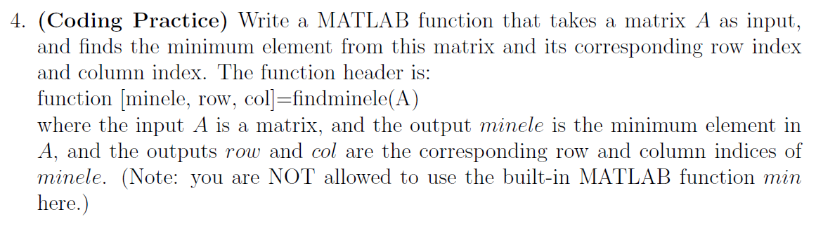 Solved 4· (Coding Practice) Write a MATLAB function that | Chegg.com