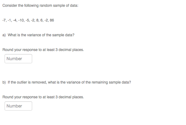 Solved Consider the following random sample of data: What is | Chegg.com