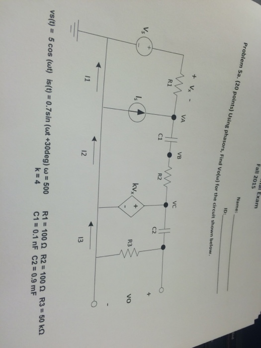 Solved Using phasors, Find Vo(omega) for the circuit shown | Chegg.com