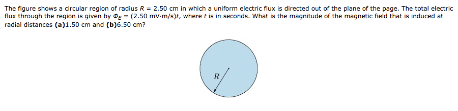 Solved The figure shows a circular region of radius R = 2.50 | Chegg.com