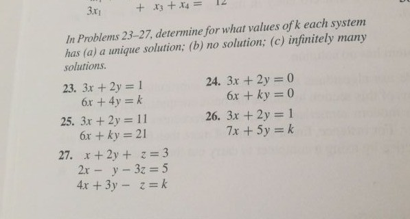 Solved 3x +x3 +x4 = 12 In Problems 23-27, determine for what | Chegg.com