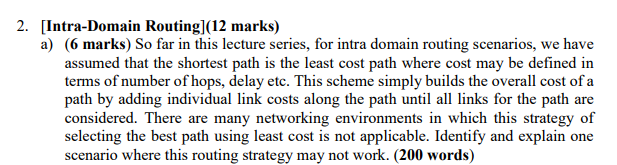 Solved 2. [Intra-Domain Routing] (12 marks) a) (6 marks) So | Chegg.com