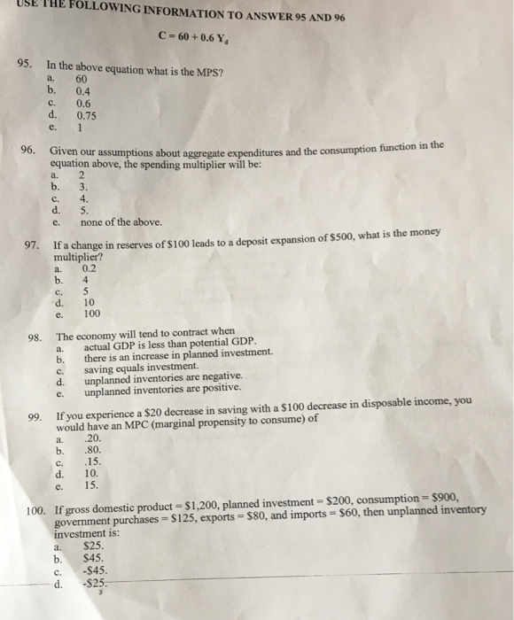 Solved In the above equation what is the MPS? 60 0.4 0.6 | Chegg.com