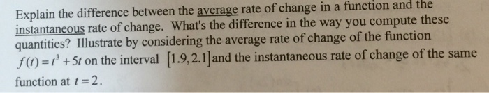 Solved Explain the difference between the average rate of | Chegg.com