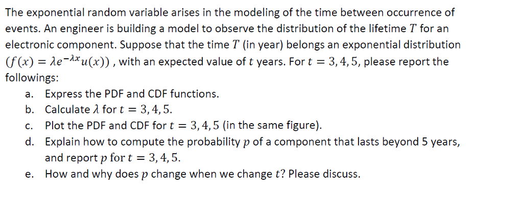 Solved The exponential random variable arises in the | Chegg.com