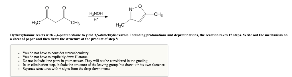 Solved H2NOH CH H2C CH H3C Hydroxylamine reacts with | Chegg.com