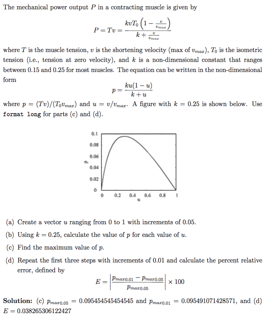 Solved The mechanical power output P in a contracting muscle | Chegg.com