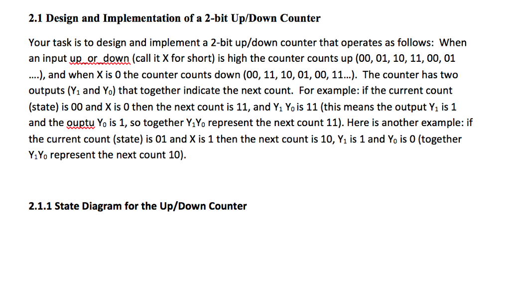 Solved 2.1 Design and Implementation of a 2-bit Up/Down | Chegg.com