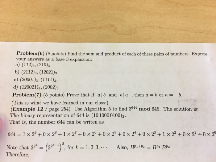 Solved Problem(6) (8 points) Find the sum and product of | Chegg.com