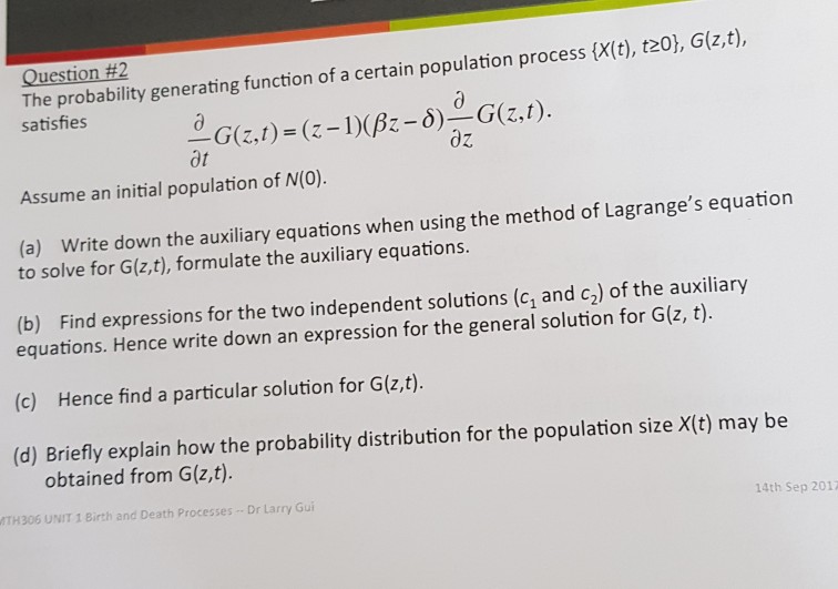 Question #2 The probability generating function of a | Chegg.com