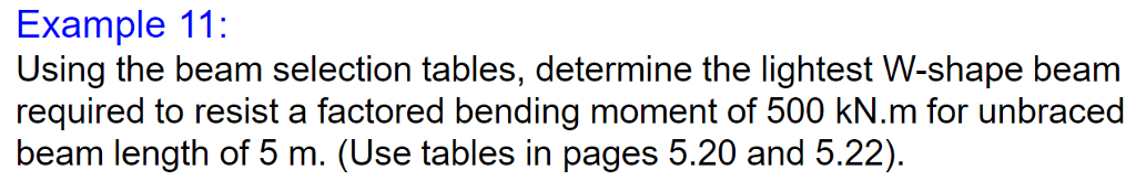 Solved BEAM SELECTION TABLE W Shapes ASTM A992, A572 Grade | Chegg.com