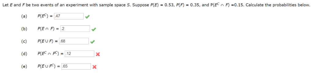 Solved Let E and F be two events of an experiment with | Chegg.com