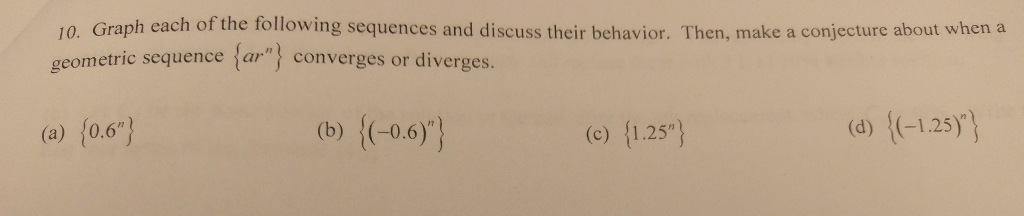 Solved Graph each of the following sequences and discuss | Chegg.com