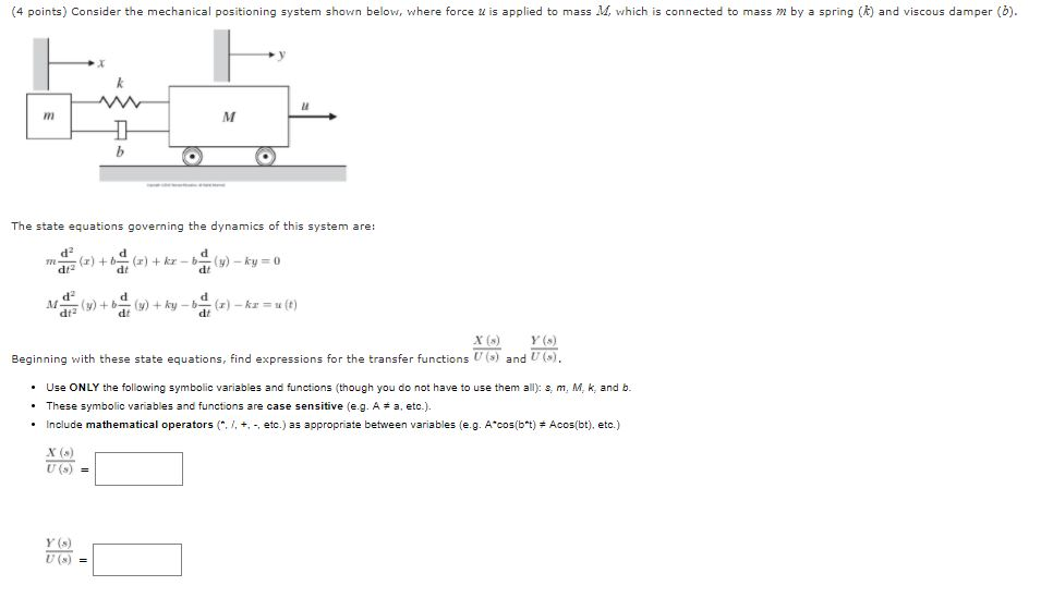 Solved (4 points) Consider the mechanical positioning system | Chegg.com