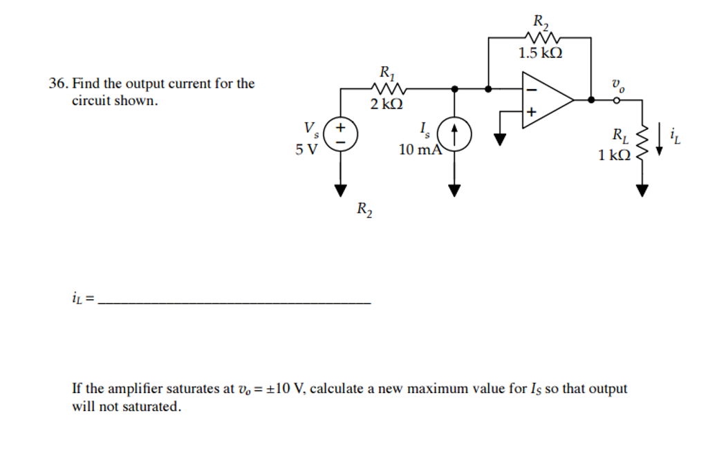 Solved 36. Find the output current for the circuit shown. | Chegg.com