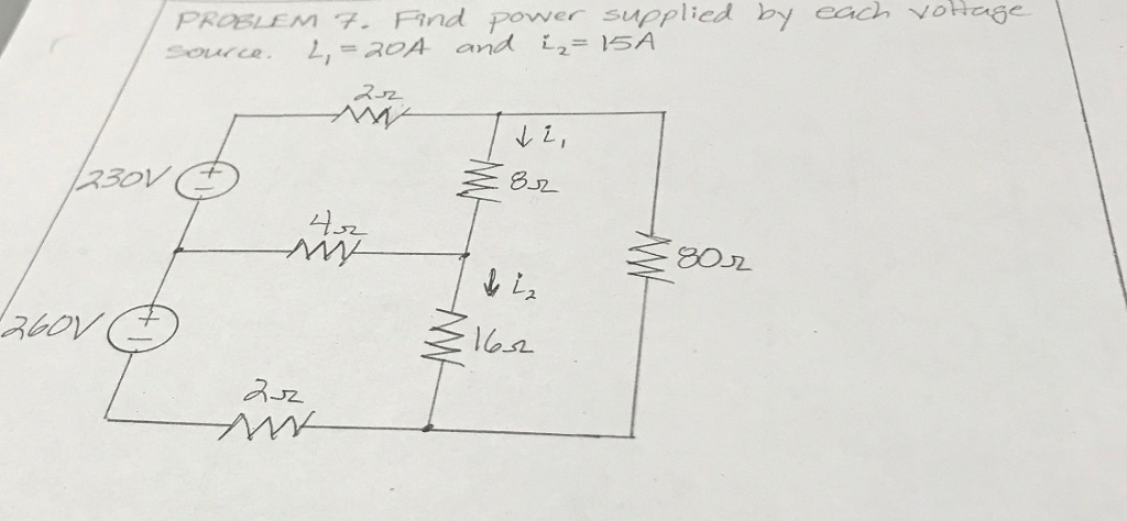 Solved Find power supplied by each voltage source. L_1 = 20A | Chegg.com