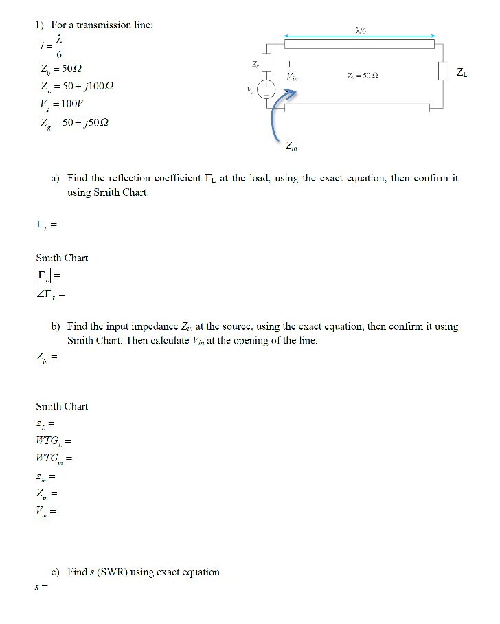 Solved Find the reflection coefficient Gamma L at the load, | Chegg.com