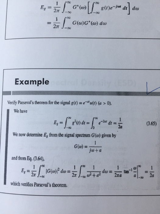 Solved Example Verify Parseval's theorem for the signal g() | Chegg.com