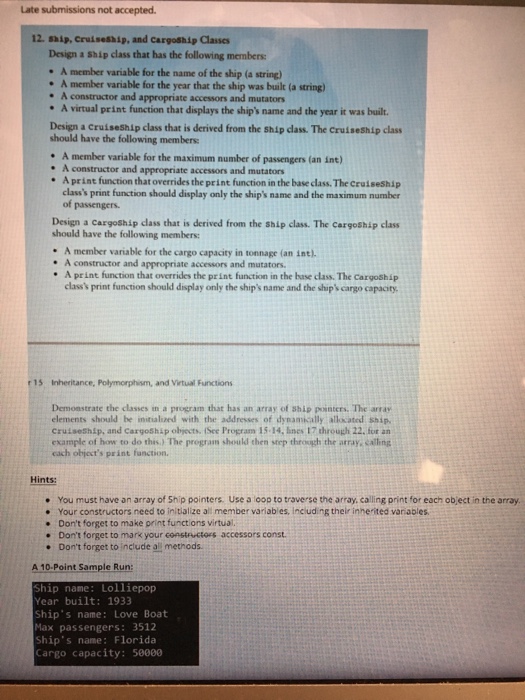 Solved Design A Ship Class That Has The Following Members 